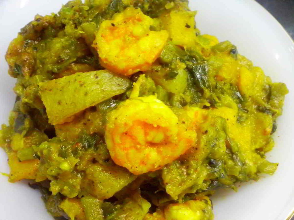 Pui Shak with Prawn - Pui Chingri or Pui Shak Chorchori